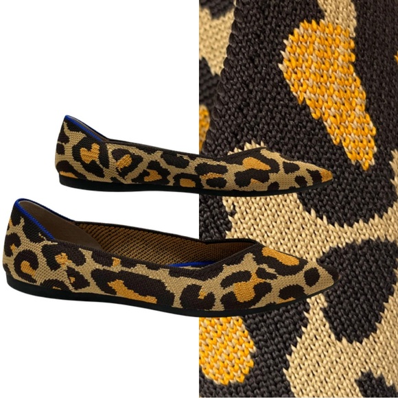 Rothy's | Shoes | Rothys Leopard Print Flats With Blue Trim | Poshmark